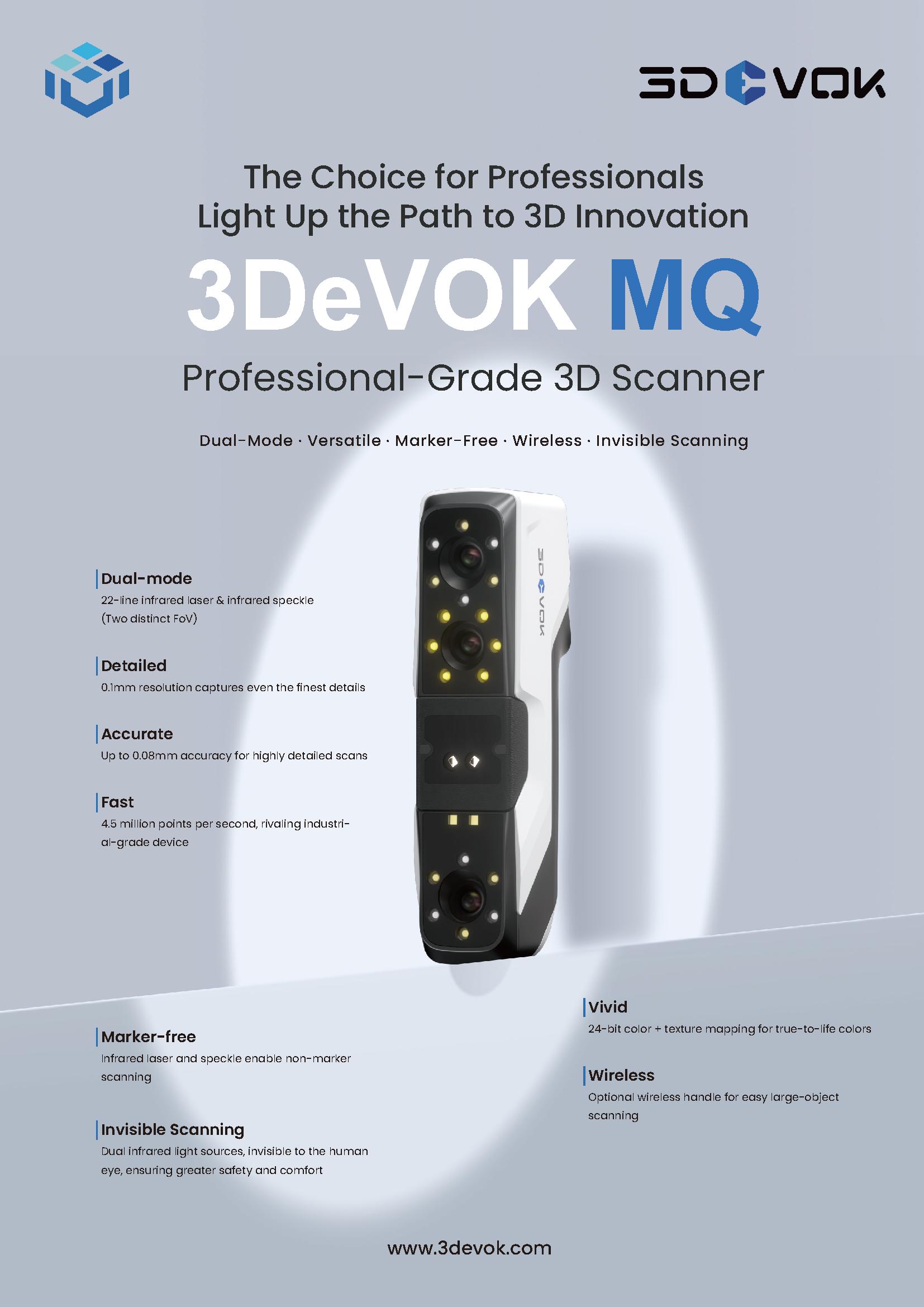 اسکنر سه بعدی رنگی SCANTECH مدل 3DeVOK MQ